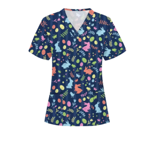 Scrub Top - Neon Bunny