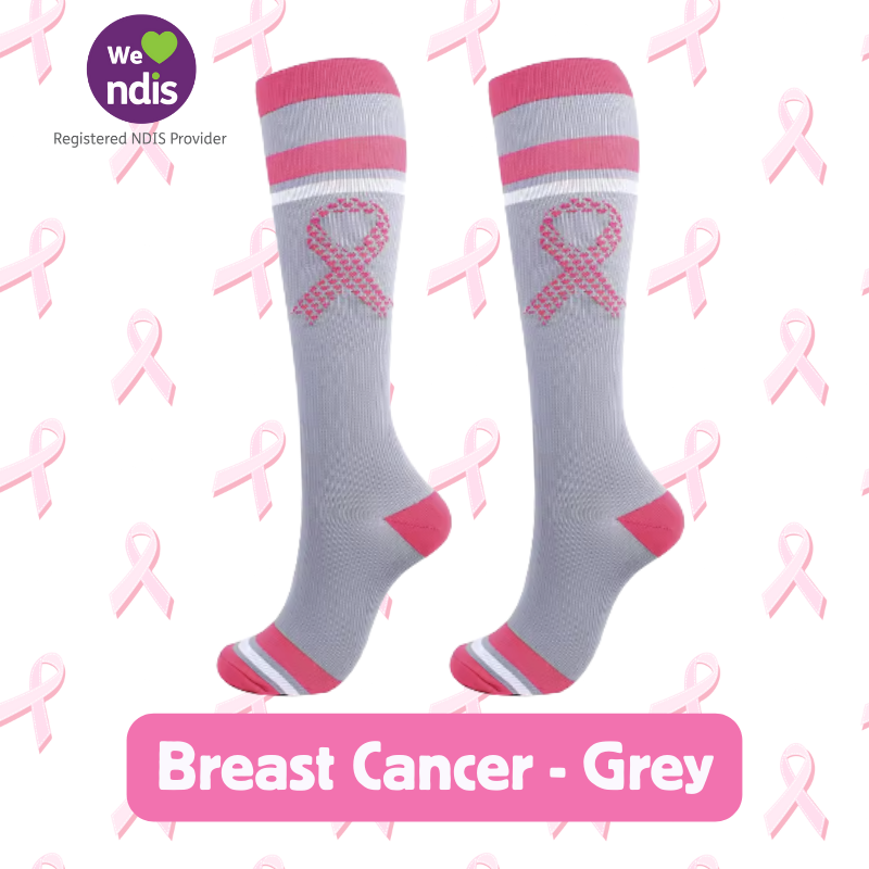 Long Compression Socks Breast Cancer - Grey