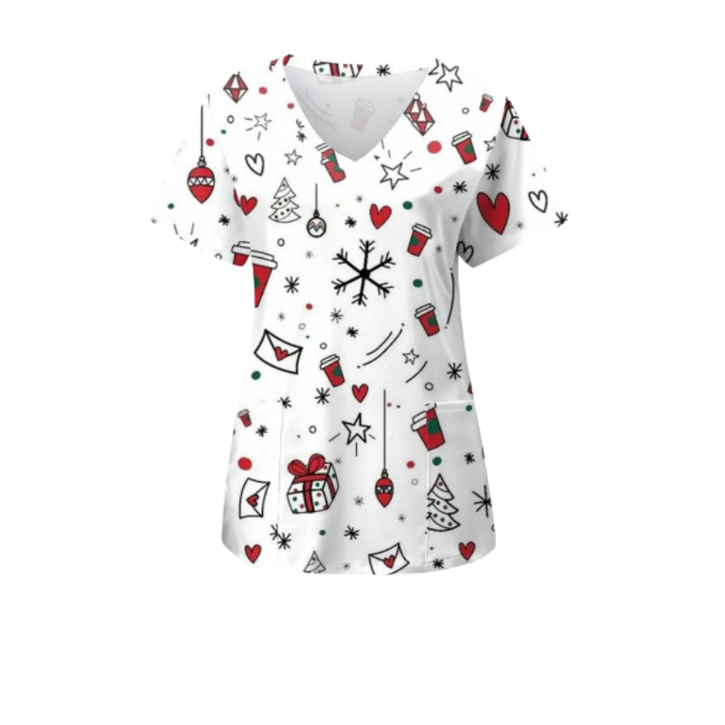 Christmas Scrub Tops - Santa (3 Pack)