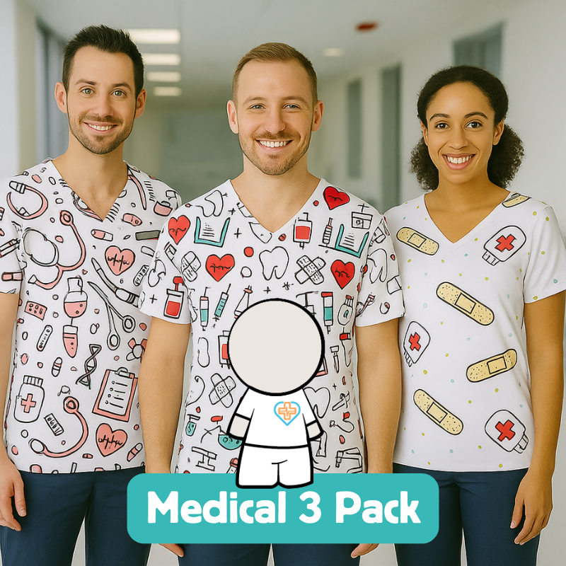 3 Scrub Tops – Medical (3 Pack)